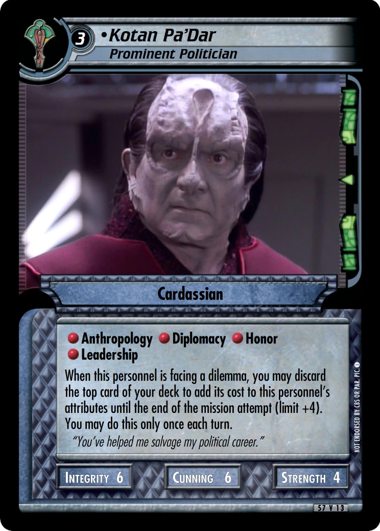 Kotan Pa'Dar - Prominent Politician (ClCiv) | CardGuide Wiki | Fandom