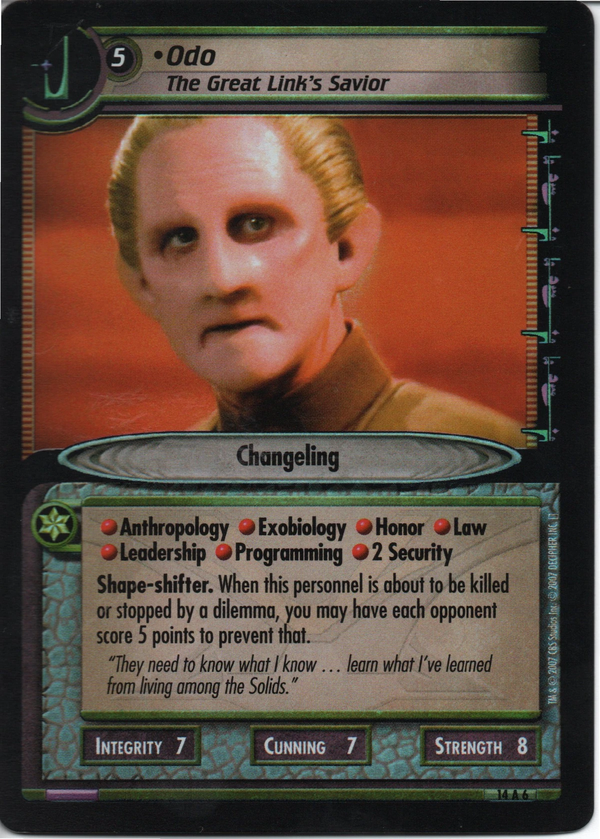 Odo - The Great Link's Savior (Archive) | CardGuide Wiki | Fandom