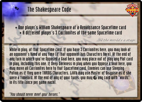 The Shakespeare Code (PD) | CardGuide Wiki | Fandom