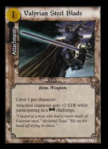 Valyrian Steel Blade (WE) | CardGuide Wiki | Fandom