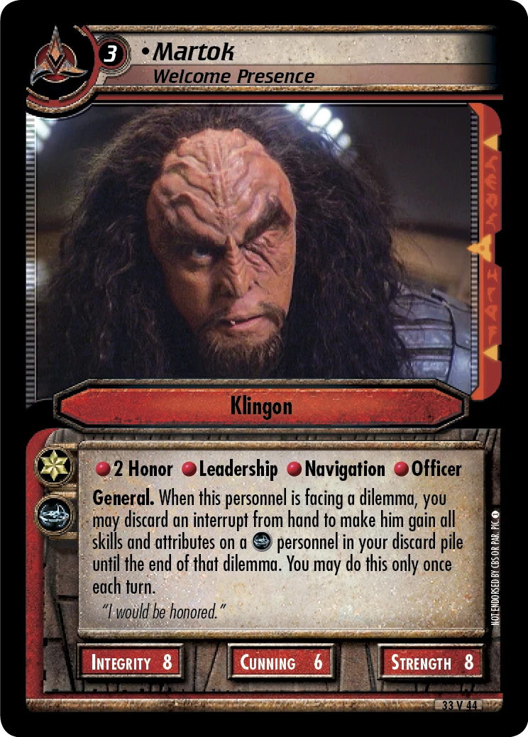 Martok - Welcome Presence (SB) | CardGuide Wiki | Fandom