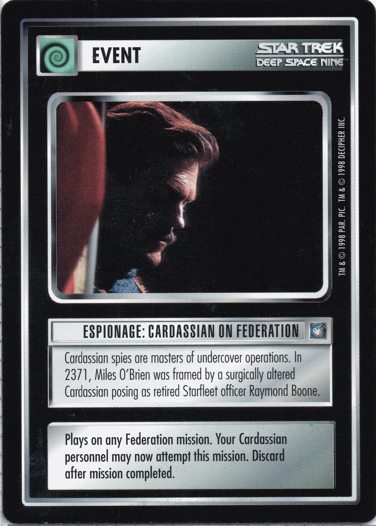 Espionage Cardassian On Federation Ds9 Cardguide Wiki Fandom