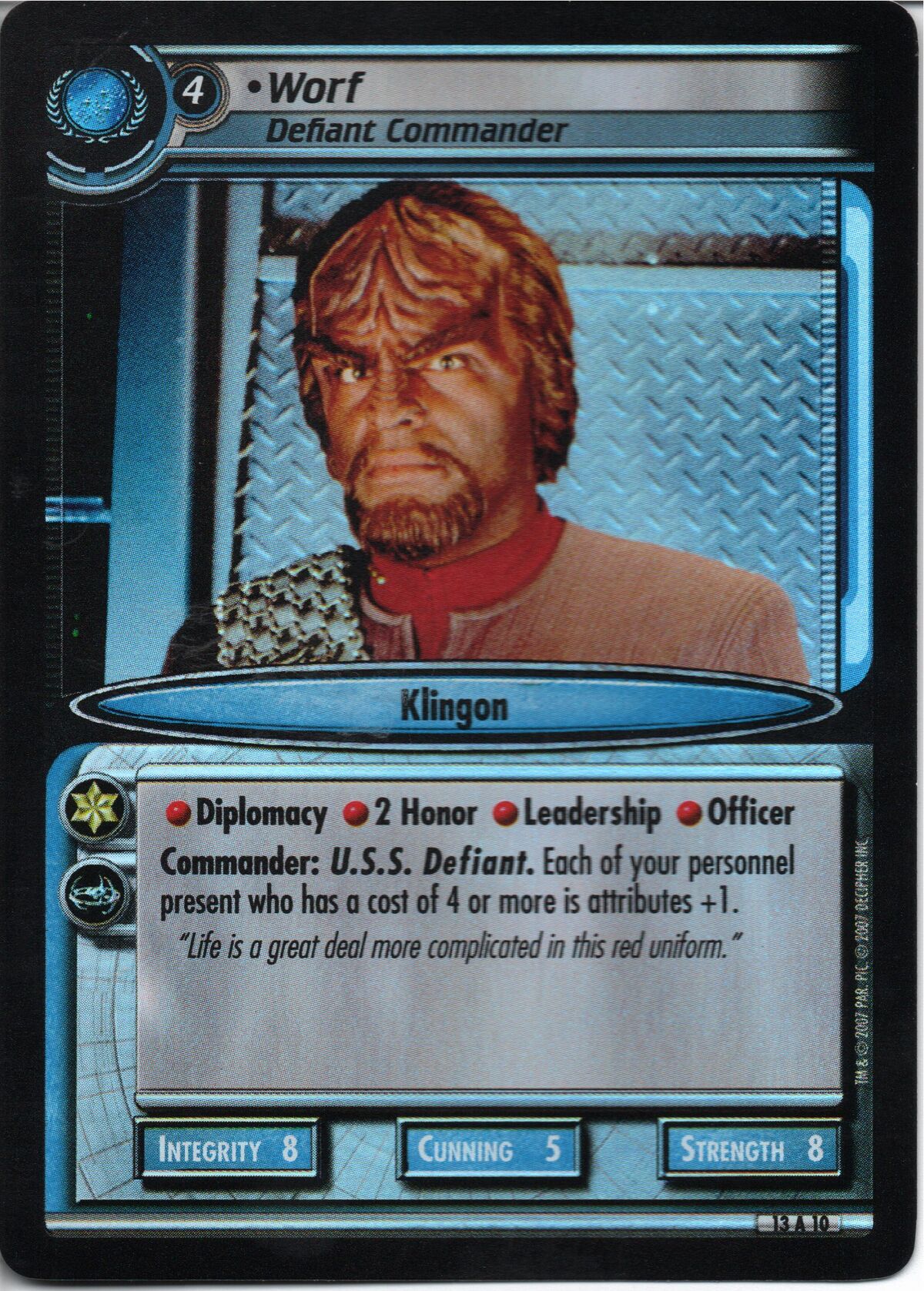 Worf Defiant Commander Archive Cardguide Wiki Fandom