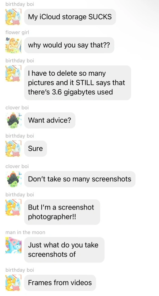 Screenshot photographer | The Care Bear Chat Wiki | Fandom