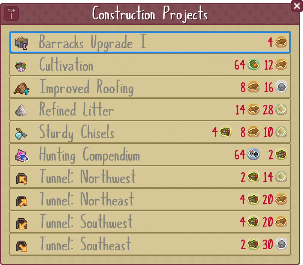 Construction projects | Cattails Game Wiki | Fandom