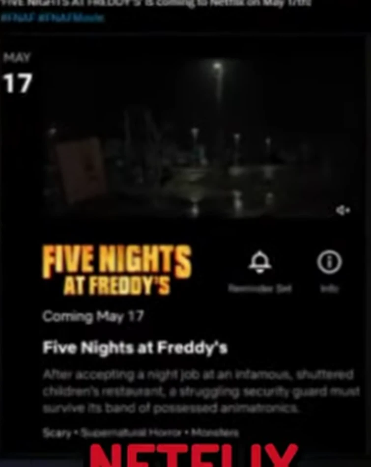The Fnaf is coming to Netflix on May 17th! | Fandom