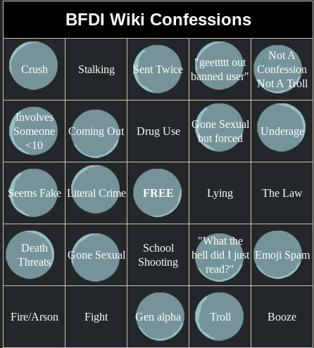 bfdi wiki confessions bingo | Fandom