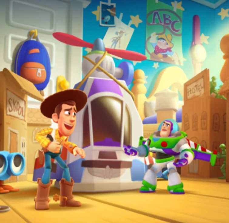 Woody and buzz lightyear with a rocket ship in Disney solitaire | Fandom