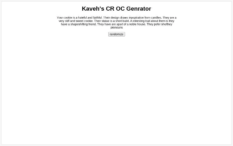 CR OC genrator thing | Fandom