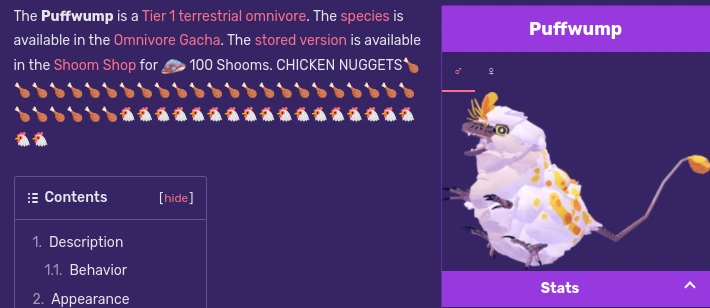 Stuff Puffwump had on its page for around an hour | Fandom