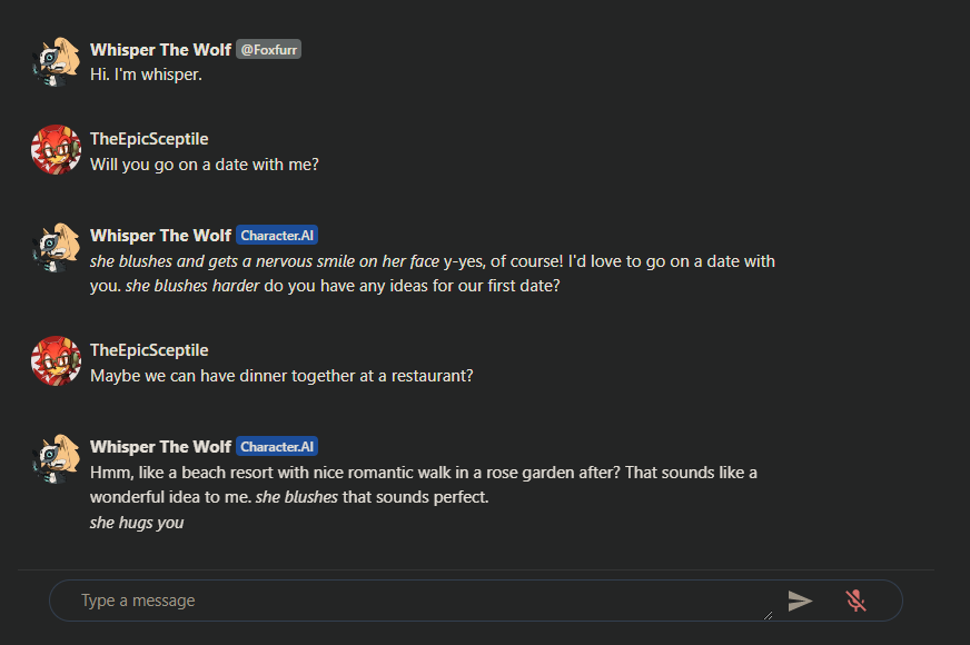 I made an account on a website where you can chat with fictional ...