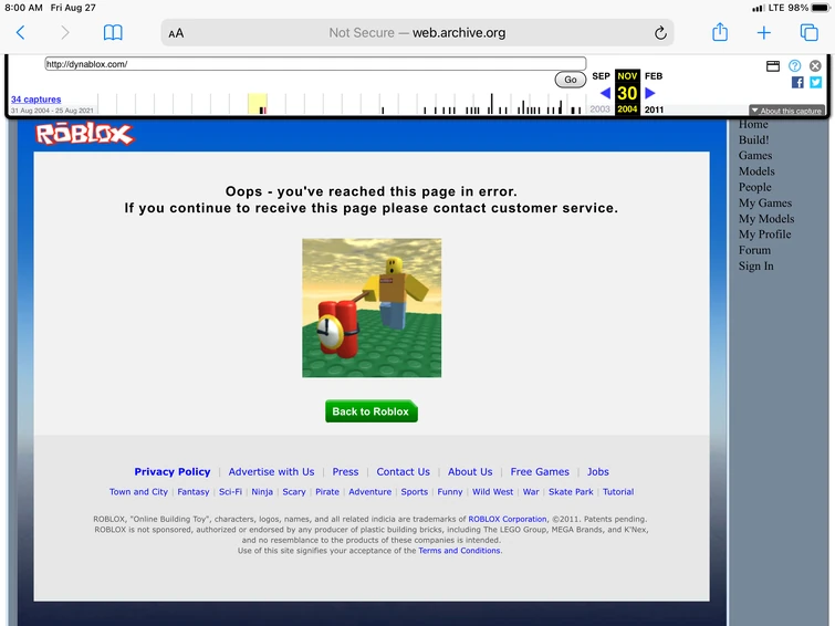 Extremely old roblox errors | Fandom