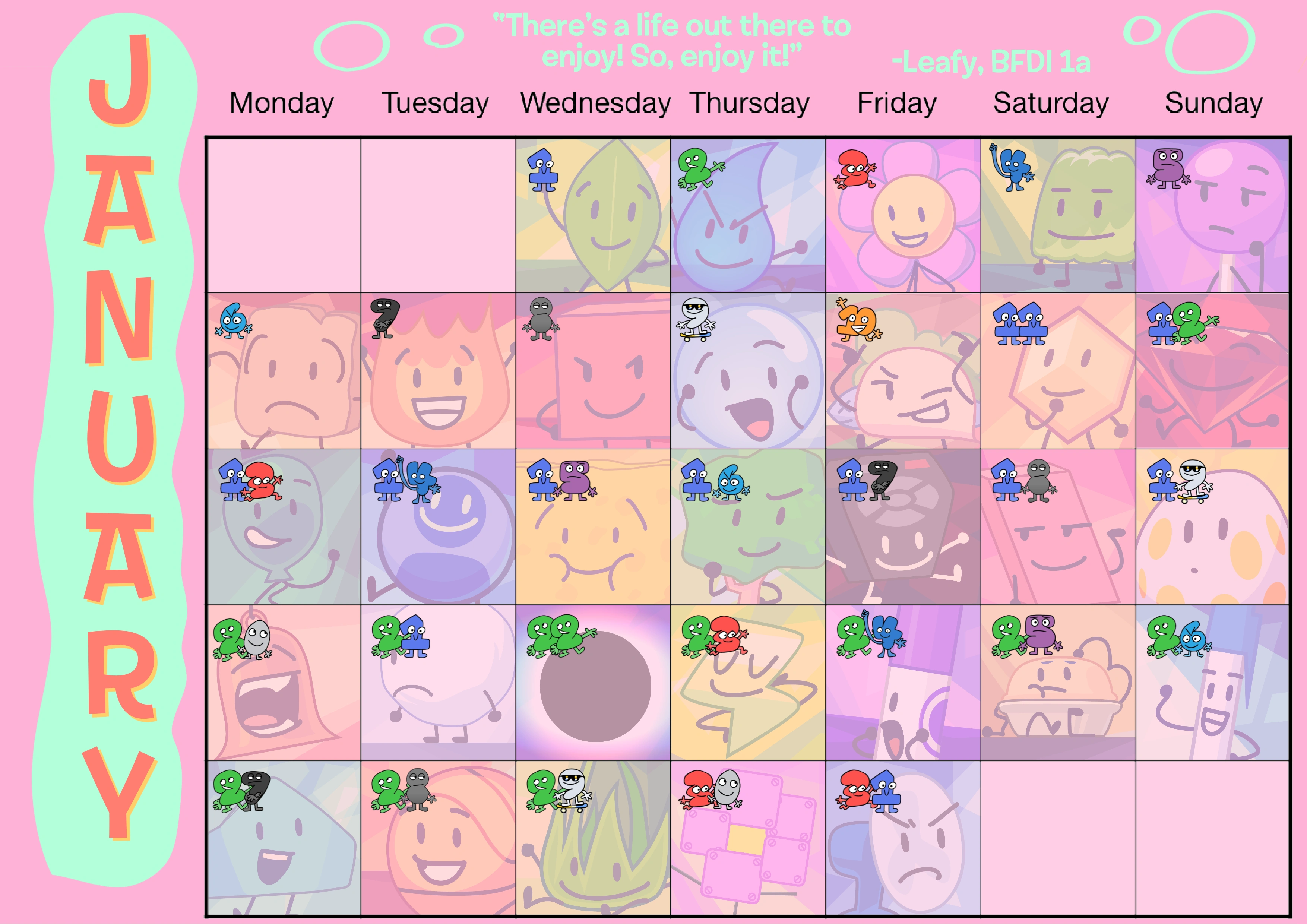 BFDI 2025 calendar! (Only two months so far) | Fandom