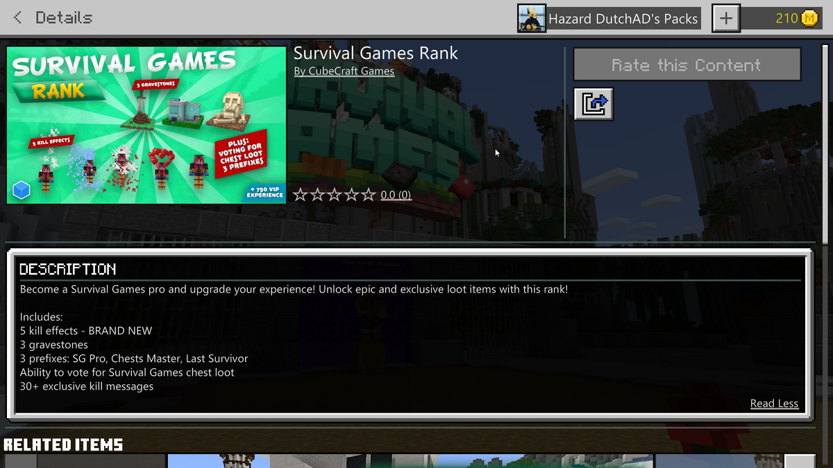 Survival Games Rank | CubeCraft Games Wiki | Fandom