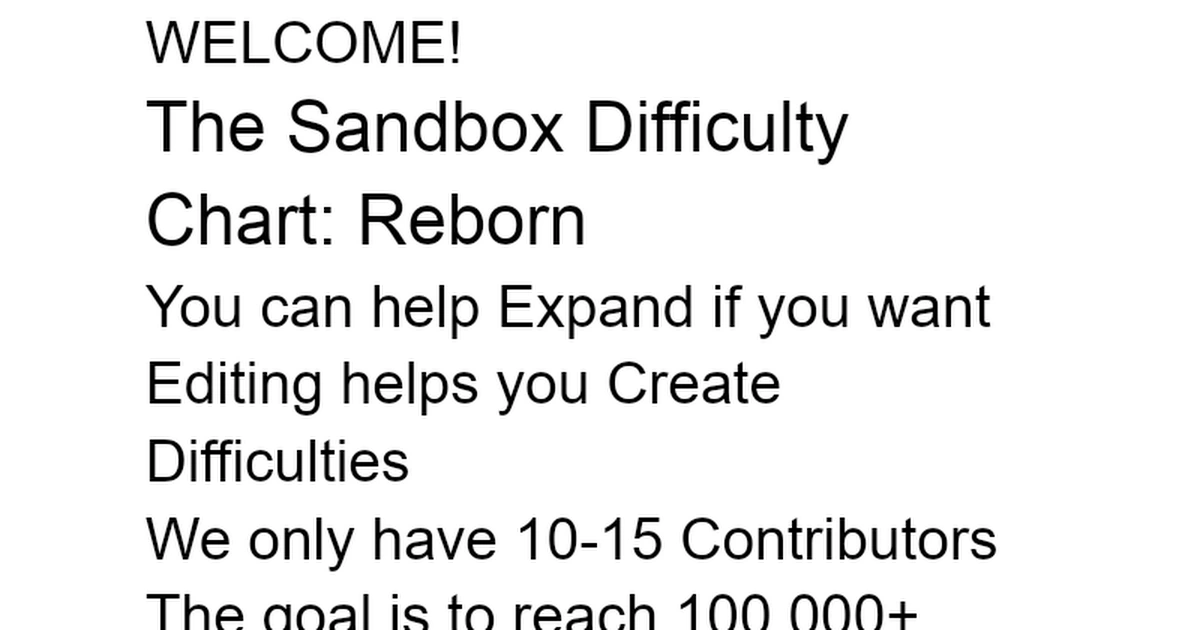 The Sandbox Difficulty Chart: Reborn | Fandom