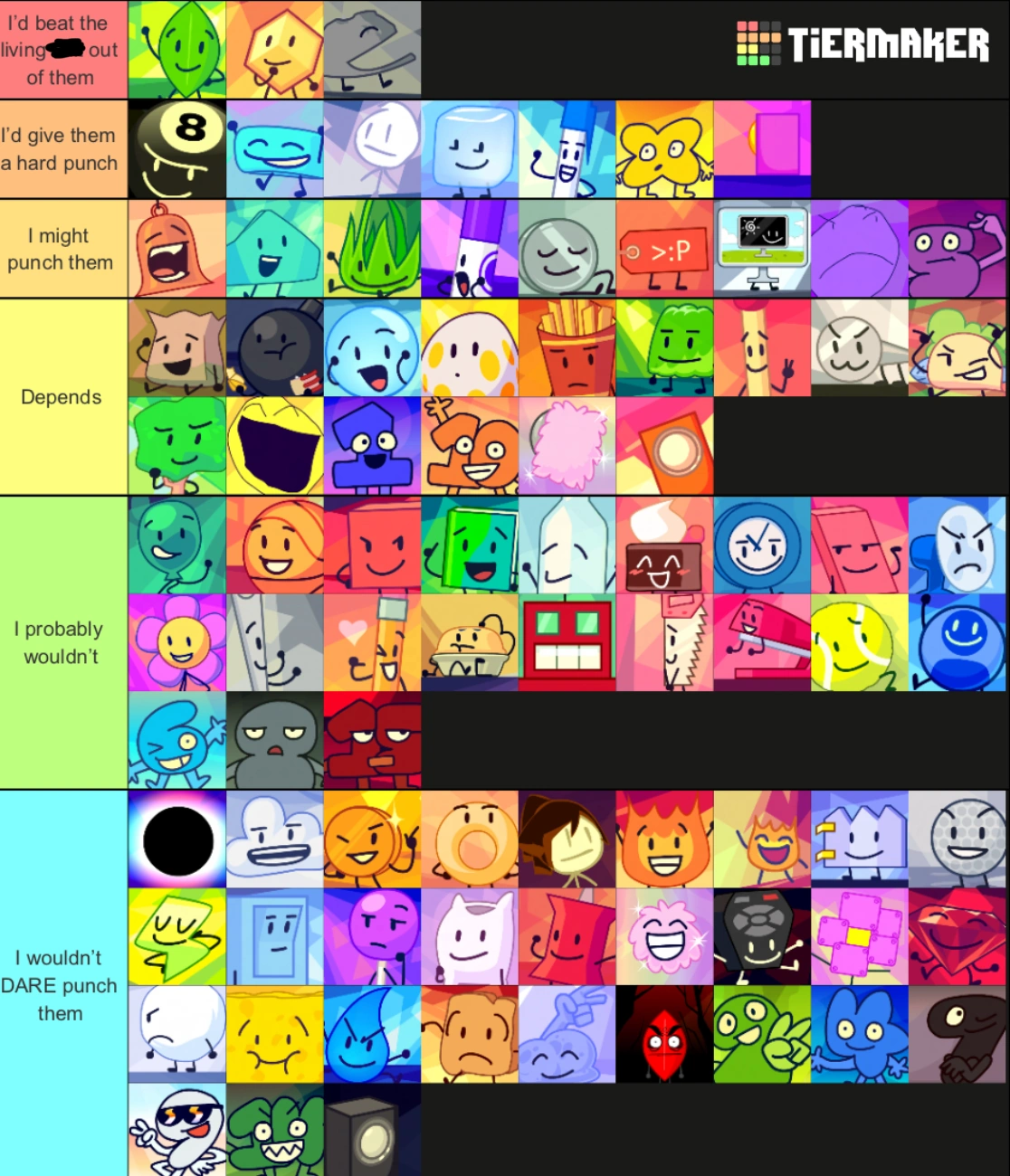 Ranking BFDI characters on who I would punch in the face | Fandom