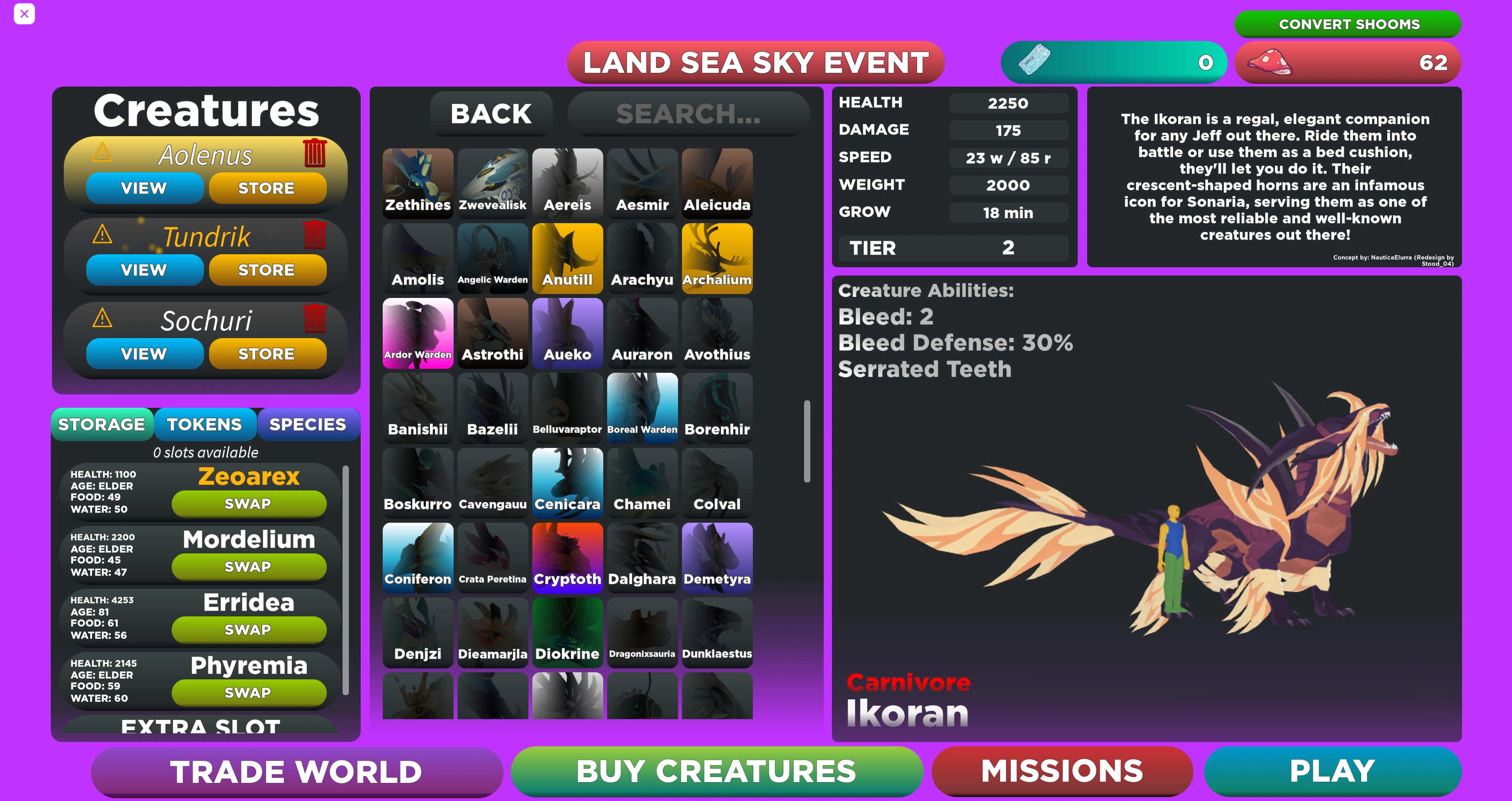 Trading gyrodus, irdegarde, and whatever other specs for creatures I ...