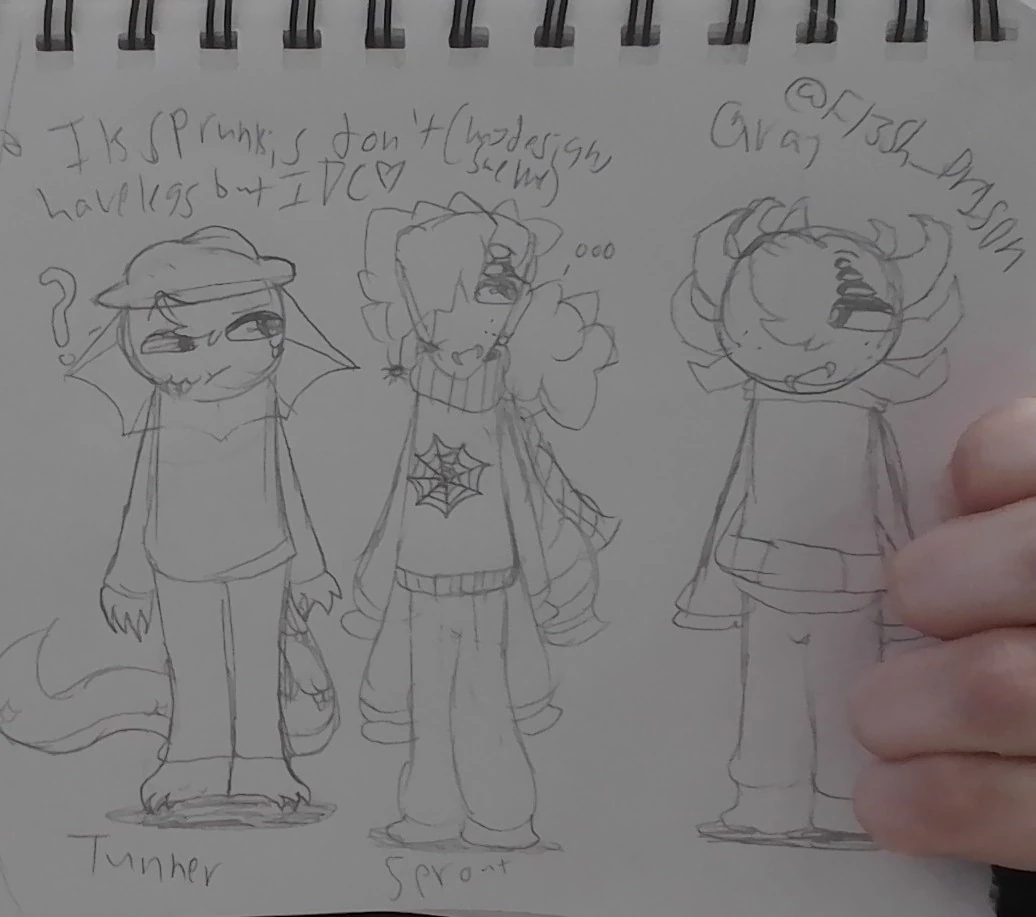 Sprout(Cotl x Dandy's world) w/ my headcanon versions of Tunner and Gray
