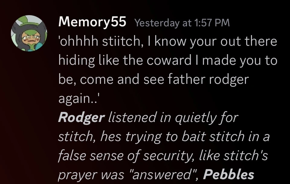 i'm in a rp on discord and i js need you to see this interaction ...