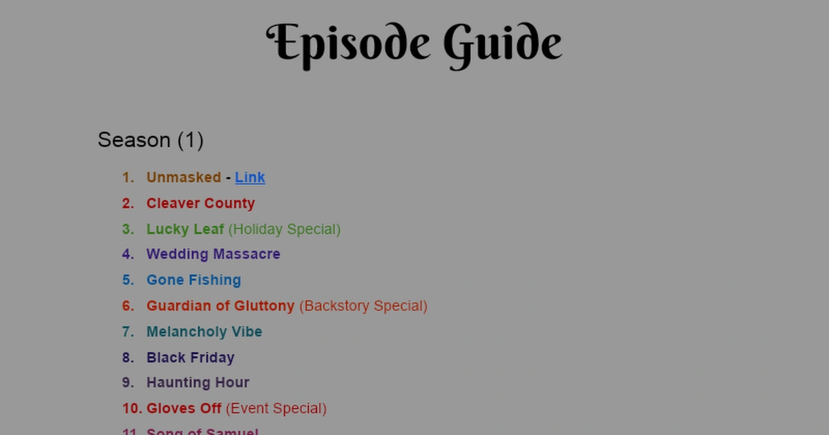 Episode Guide for my Project | Fandom