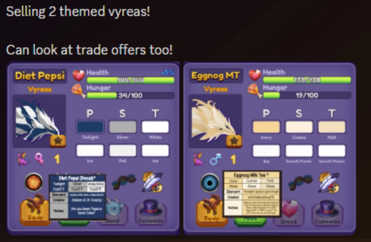Selling Diet Pepsi and Eggnog MT themed vyreas! | Fandom