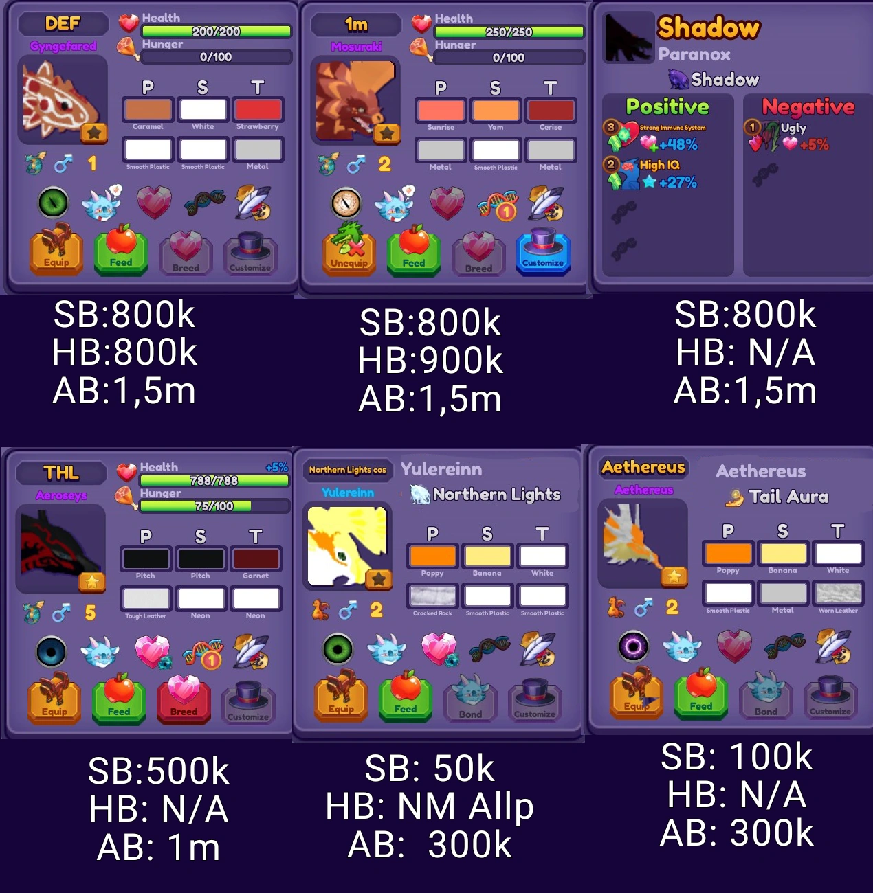 A few bid wars! Def Gynge, Mosu, Shadow Cos Paranox, THL aero, NL yule ...