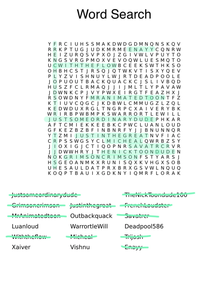 TLH wiki users word search!!! | Fandom