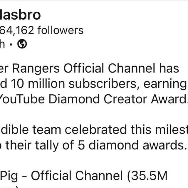 Hasbro YouTube channel gets Diamond Award | Fandom
