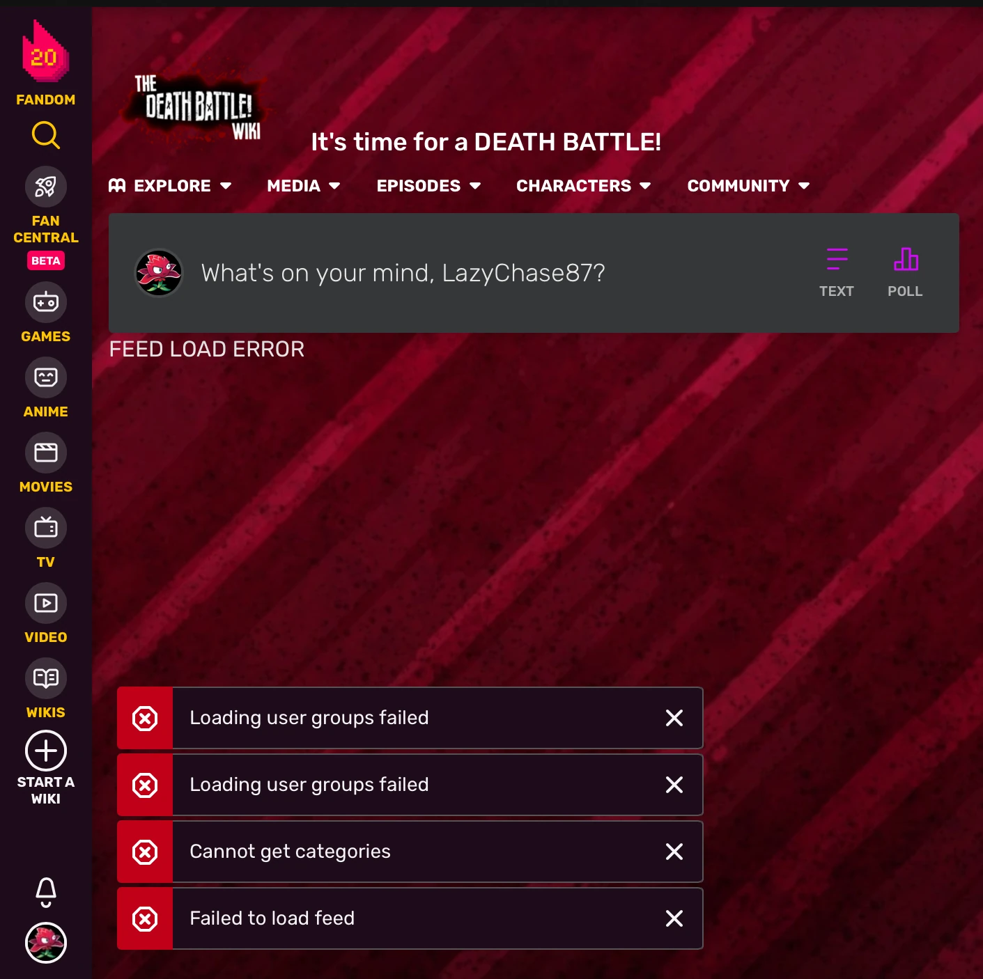 Fandom errors | Fandom