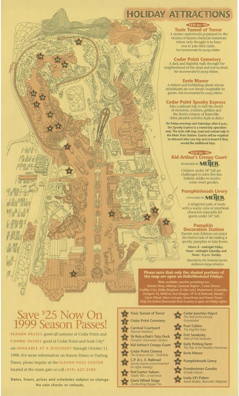 Cedar Point 1998 | Cedar Fair Halloween Events Wiki | Fandom