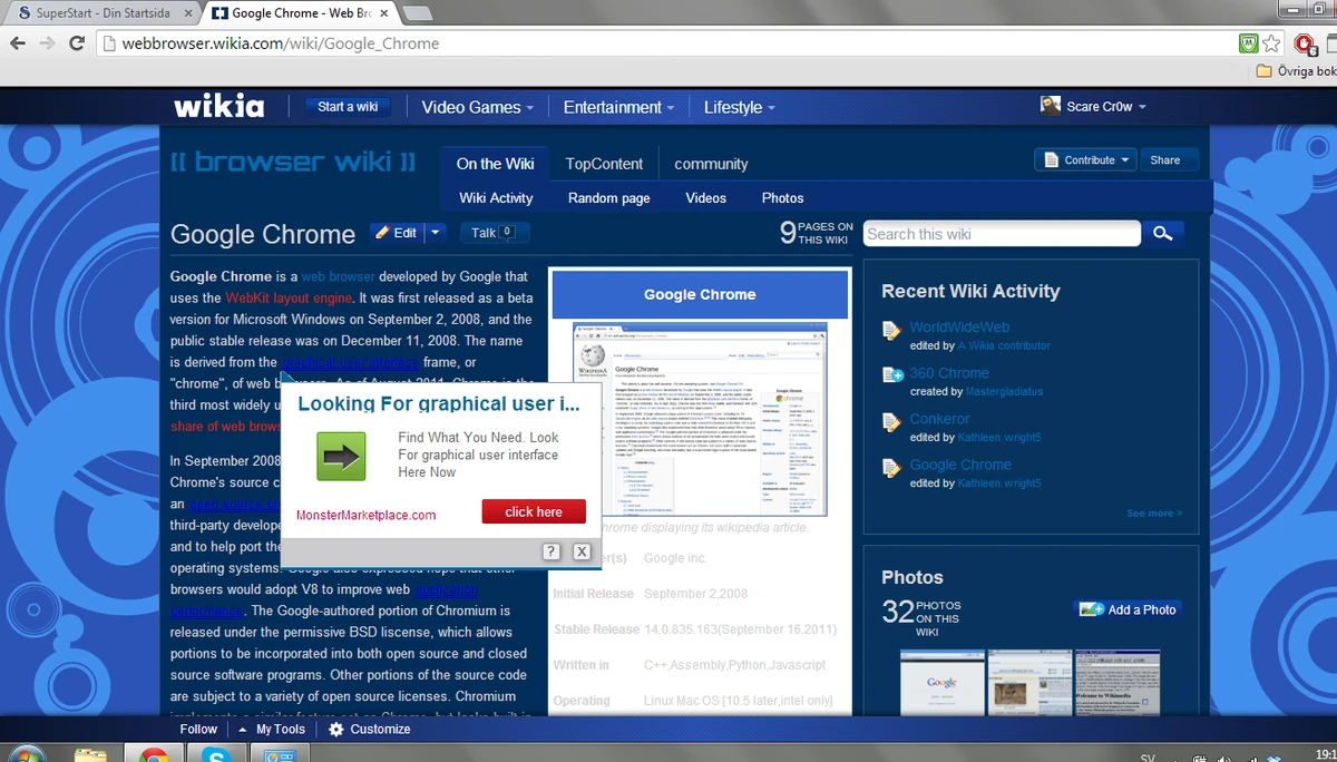 User blog:Scare Cr0w/Google Chrome Browser problem! | Community Central ...