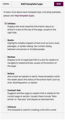 Help:Template types | Community Central | Fandom