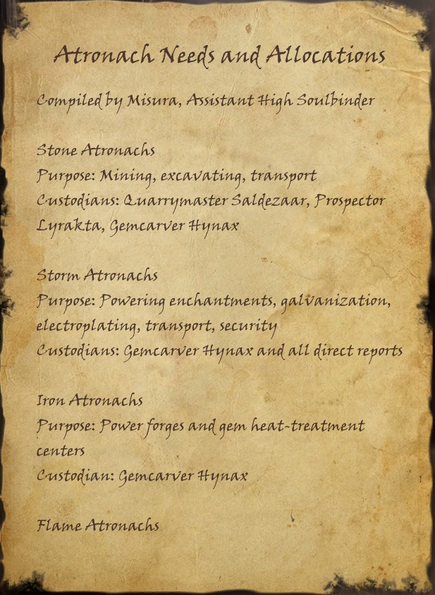 Atronach Needs and Allocations | Cesarska Biblioteka | Fandom