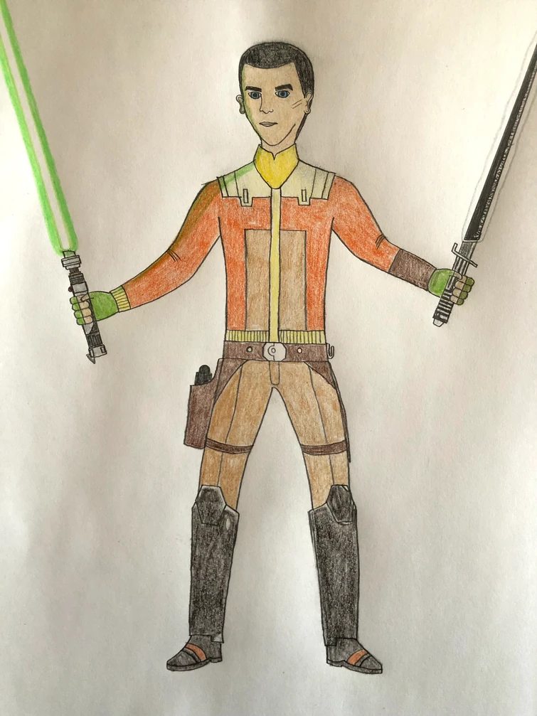 🎨 {Rebels Fan Art} Lieutenant Commander Ezra Bridger with Green Saber & Darksaber | Fandom