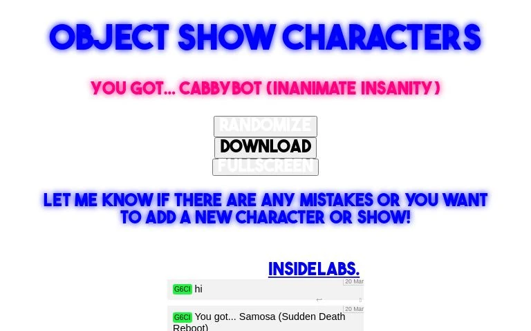 object show character randomizer... | Fandom