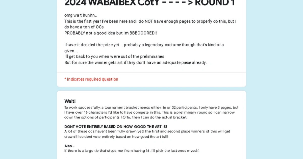 preliminaries over, round 1 of the coty tournament bracket beginzzz!! | Fandom