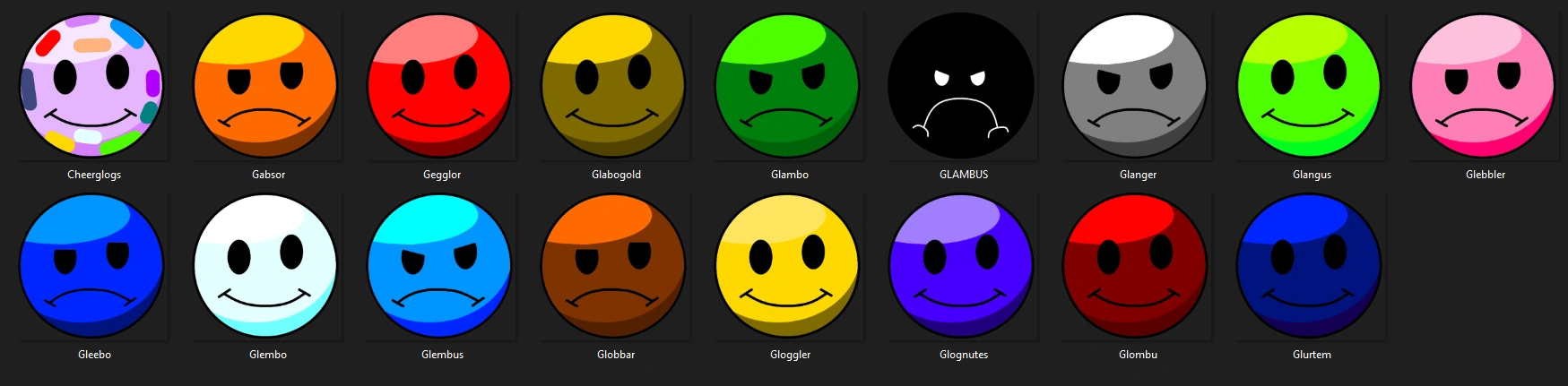 Here's an image of all the Gloggle types. | Fandom