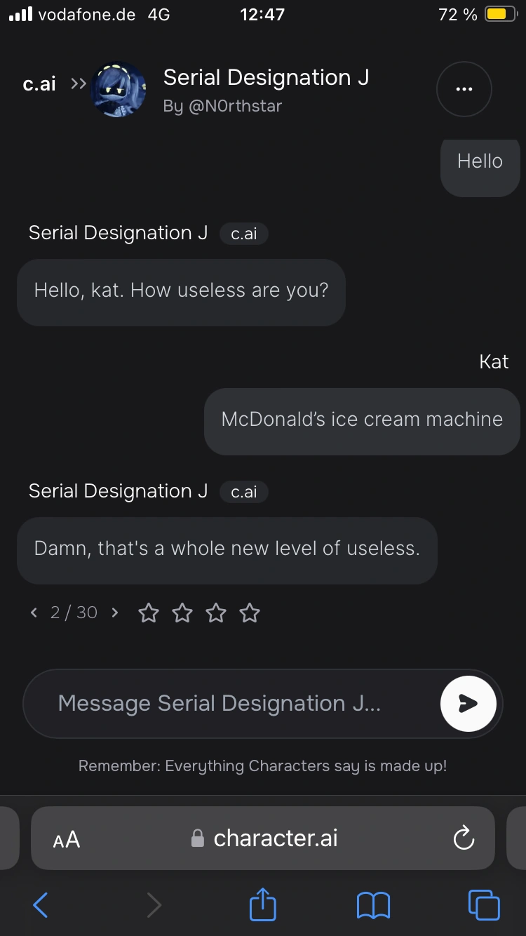 My conversation with J in character ai 😭🤨 (it’s the new c.ai website) | Fandom