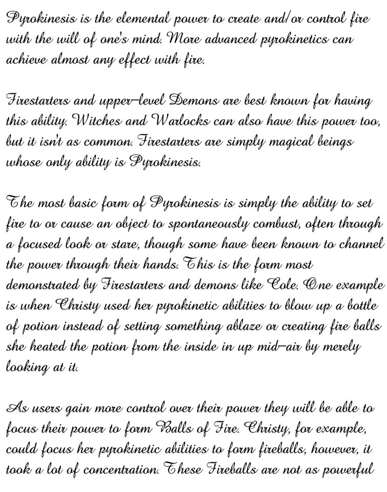 Pyrokinesis | CharmedEverAfter Wiki | Fandom