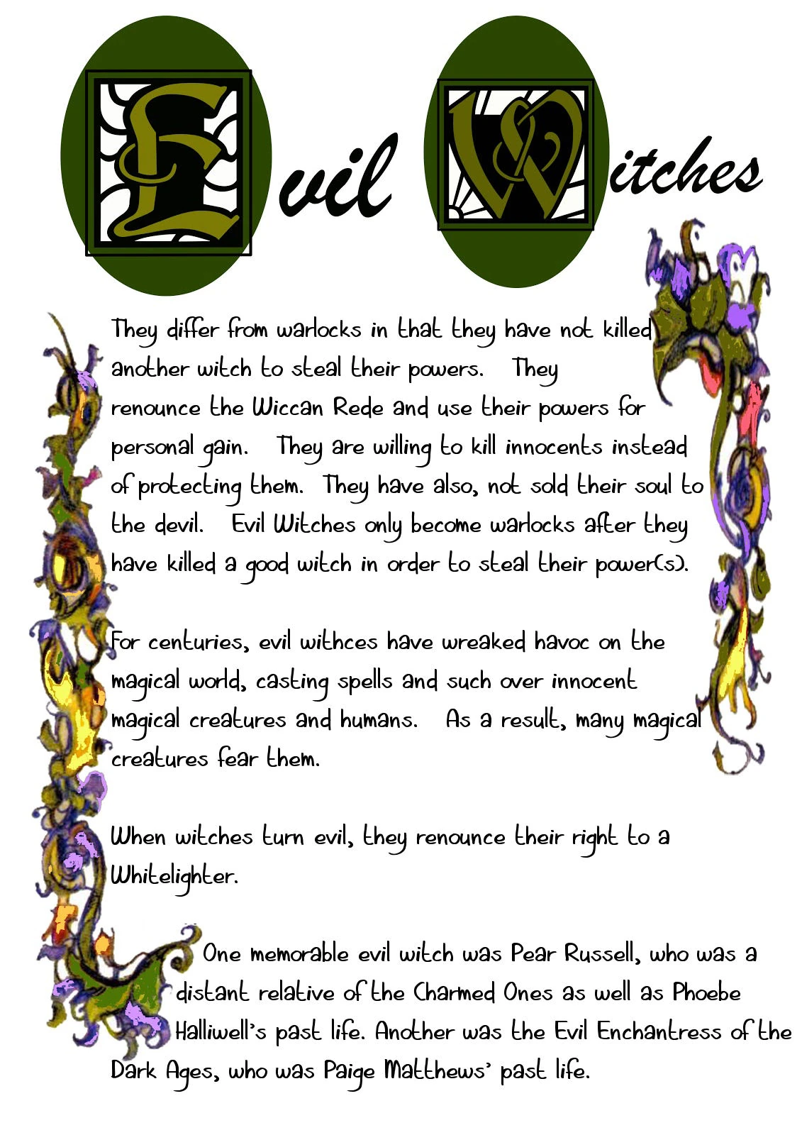 Evil Witches | CharmedWorldRPG Wiki | Fandom