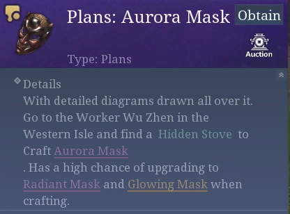 Plans Aurora Mask | Chimeraland Wiki | Fandom