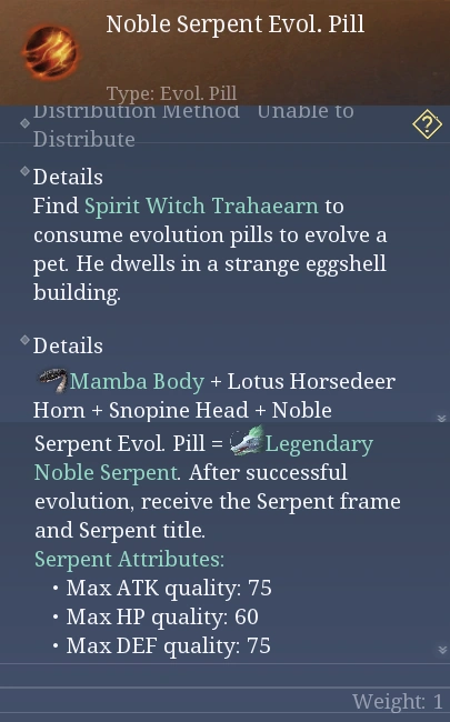 Noble Serpent Evol. Pill | Chimeraland Wiki | Fandom