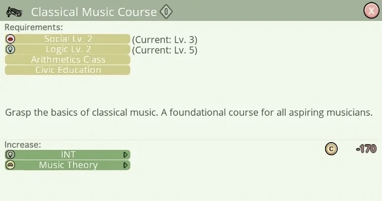 Classical Music Course | Ciel Fledge: A Daughter Raising Sim Game Wiki ...
