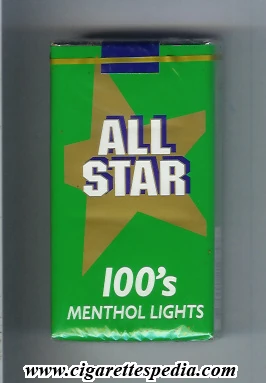 All Star Menthol Lights L-20-S - USA | Cigarettehistory Wikia | Fandom