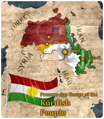 Kurdish Flag Map
