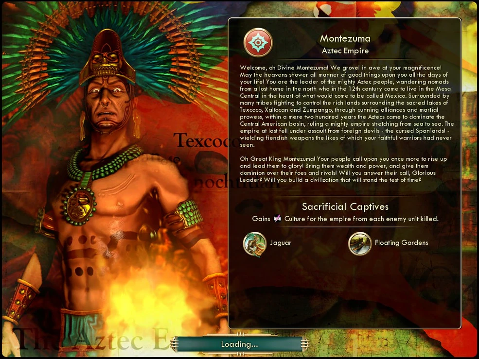 Civilization V Leader Montezuma Of The Aztecs Youtube