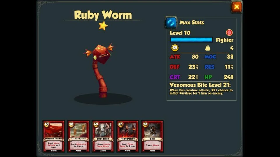 Ruby Worm | Card King: Dragon Wars Wikia | Fandom