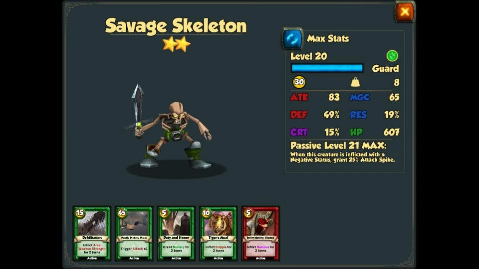 Savage Skeleton | Card King: Dragon Wars Wikia | Fandom