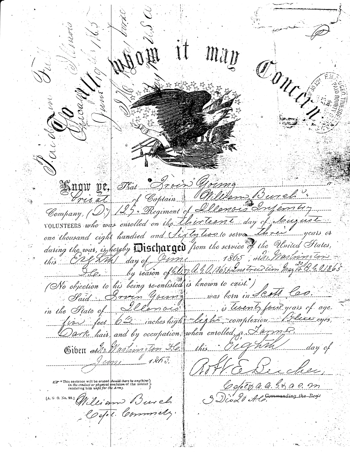 Ervin Young Military Discharge Transcription | Clanton Wiki | Fandom