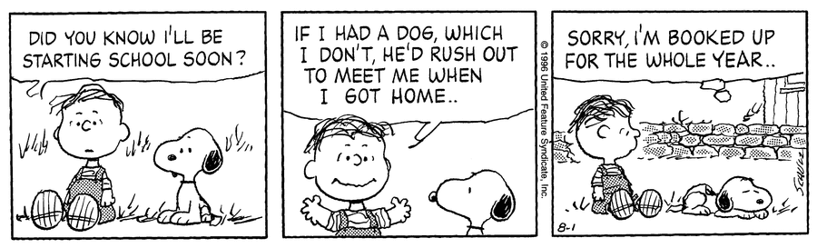 August 1 | Classic Peanuts Comic Strips Wiki | Fandom